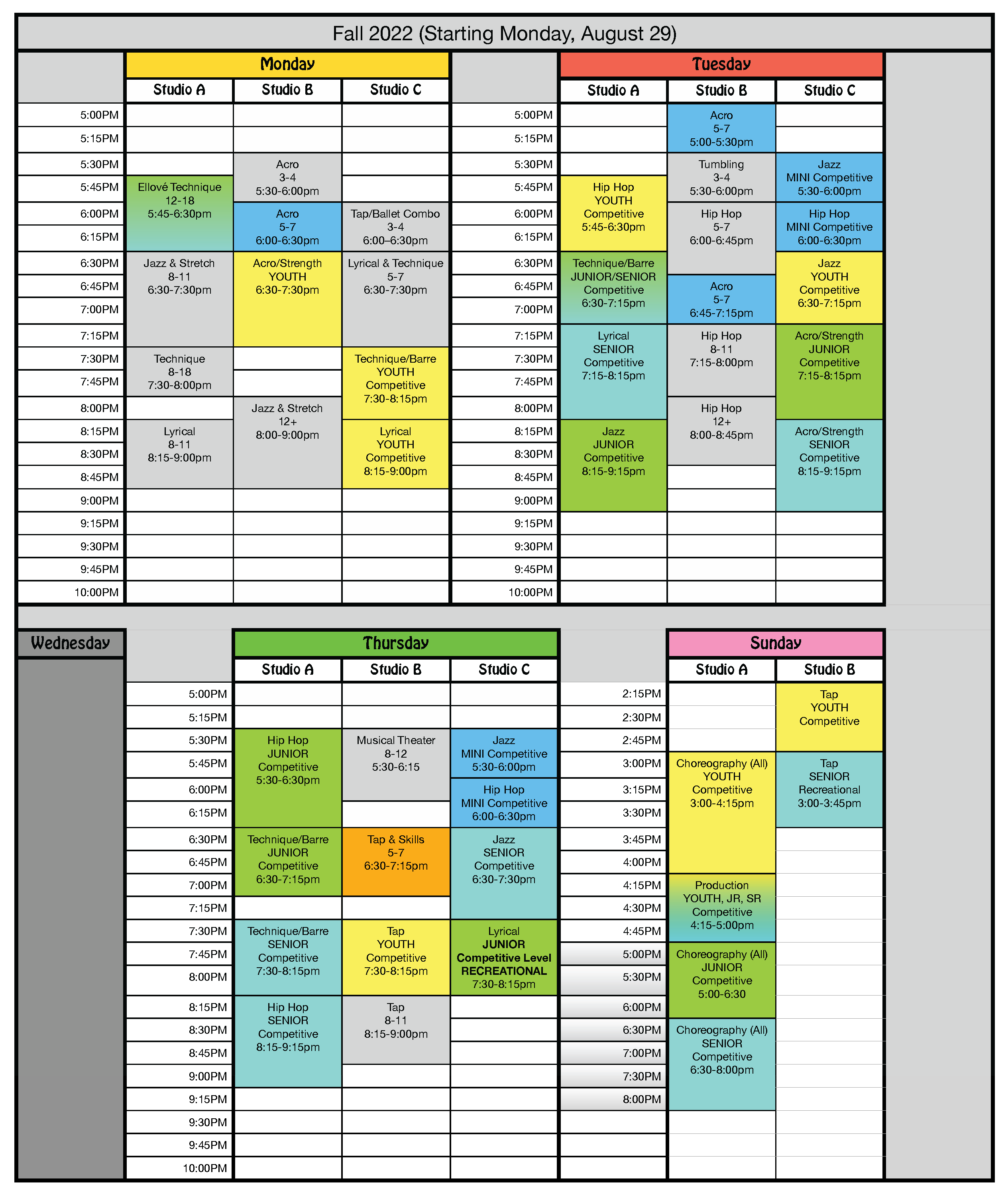 Midwest Dance Center - Schedule